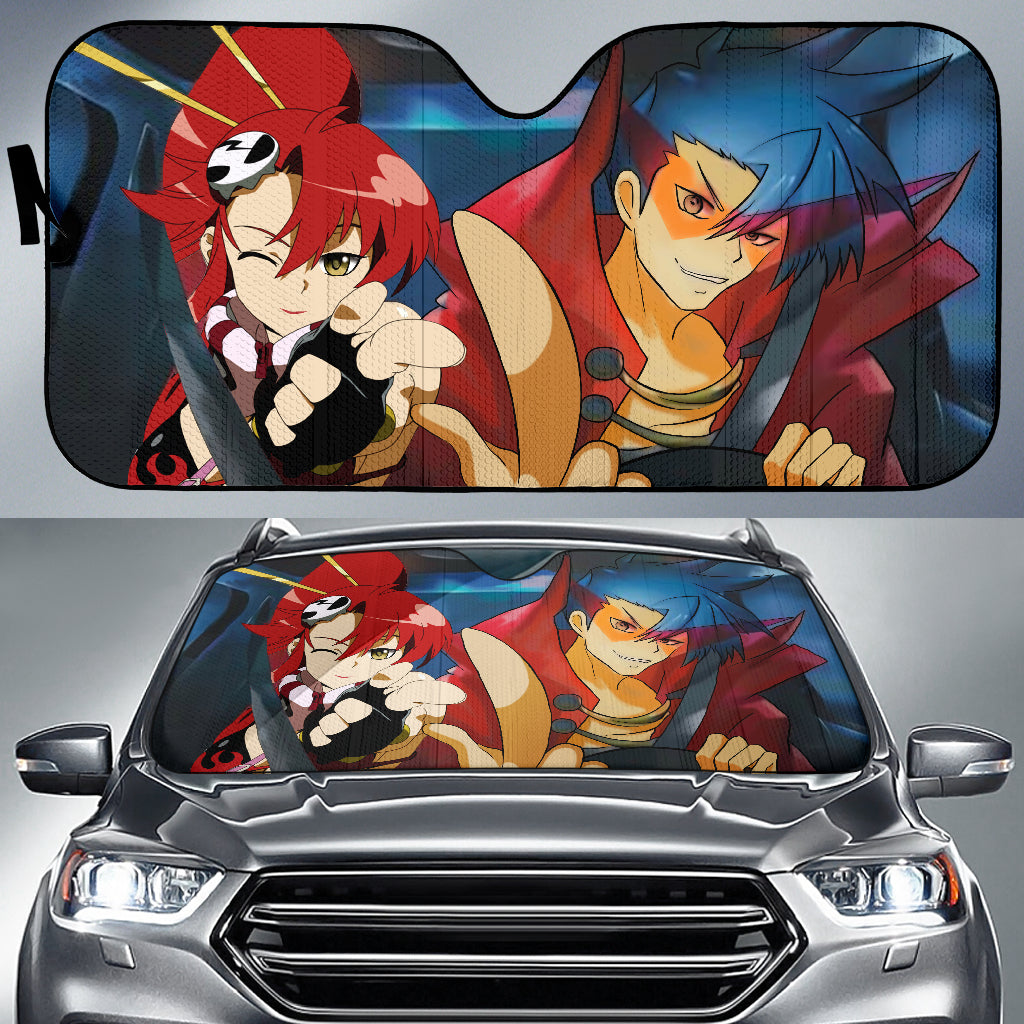 Tengen Toppa Kamina And Yoko Driving Car Auto Sunshades - Nearkii