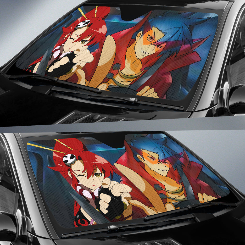 Tengen Toppa Kamina And Yoko Driving Car Auto Sunshades - Nearkii