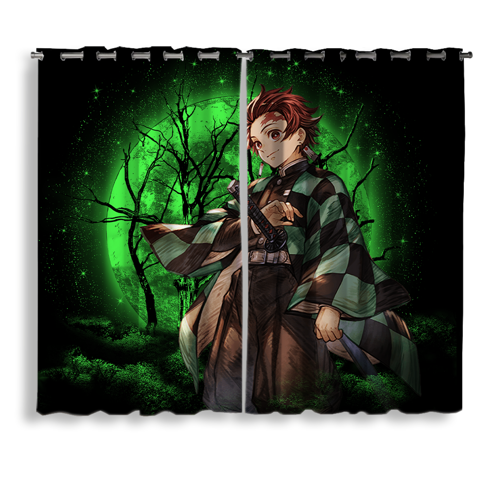 Tanjiro Moonlight Window Curtain Nearkii Tanjiro Moonlight Window Curtain Nearkii